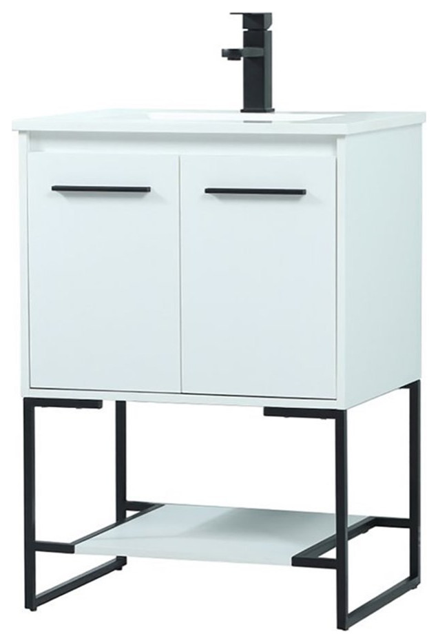 Elegant Decor Sloane 24" MDF and Steel Single Bathroom Vanity in White ...