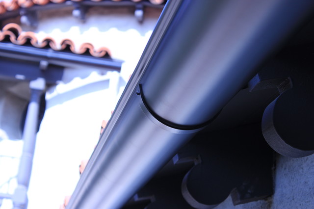 Half Round Gutter with Custom Brackets, Hollywood Hills - Mediterranean ...