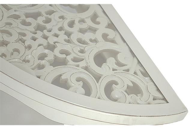 Gallerie Decor Antiqued Carved Transitional Wood/Glass Console Table in ...