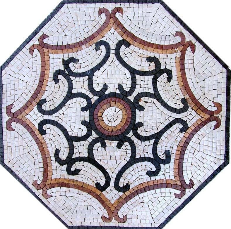 Octagonal Mosaic Art, Ellison, 12" x 12" - Traditional - Tile Murals ...