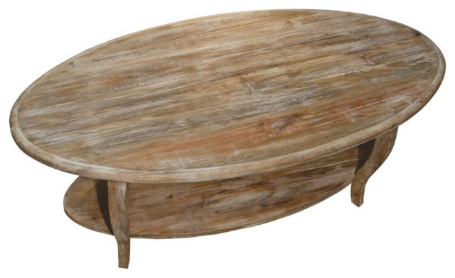Alaterre Furniture Rustic Reclaimed Wood Oval Coffee Table in Driftwood ...