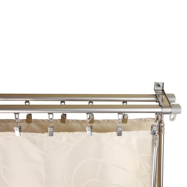Baton Draw Adjustable Double Track - Silver, 66-120" - Transitional ...