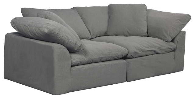 Contemporary Modular Loveseat, Low Profile Design With Cushioned Seat ...