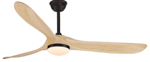 60" Modern Wooden LED Ceiling Fan with Remote Control, Dia52.0xh12.6 ...