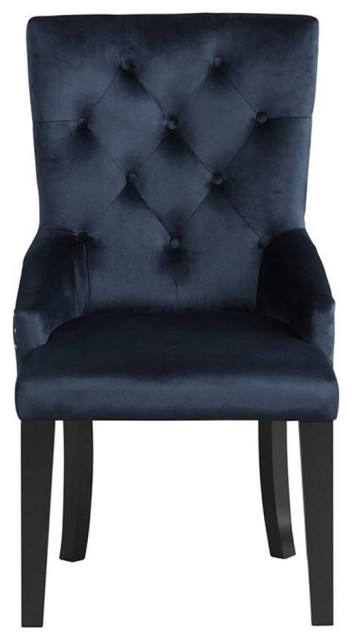 ACME Varian II Velvet Tufted Side Chair with Nail-head Trim in Black ...