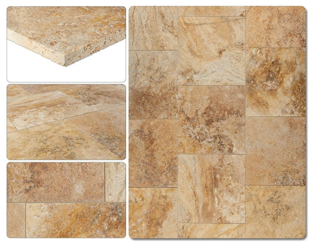 Oasis Gold Travertine Tile, 18"x18"x.5", Honed and Filled- 20 boxes ...
