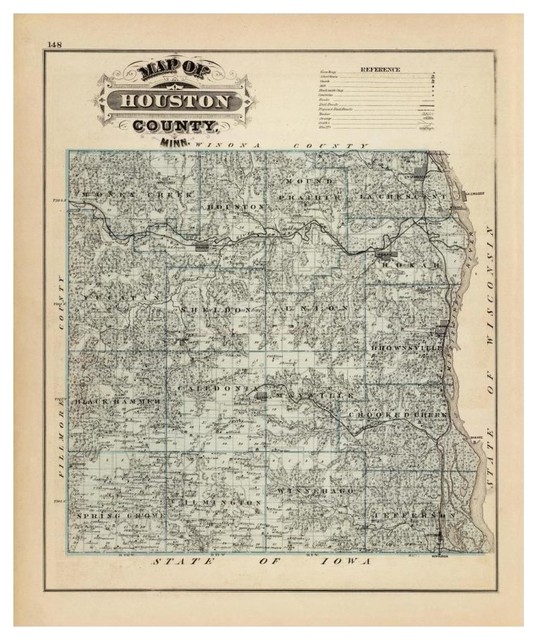 "Map of Houston County, Minnesota, 1874" Paper Print by A.T. Andreas ...