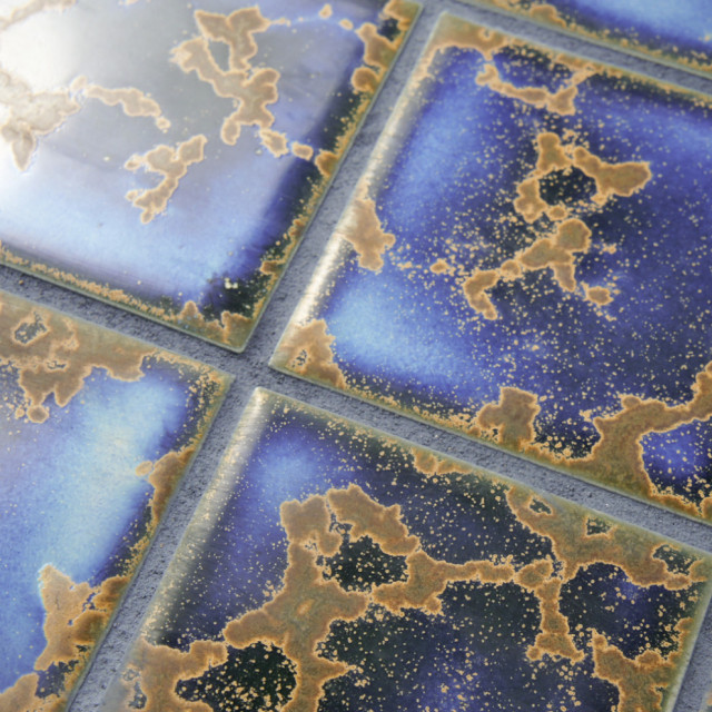 Channel Square Azure Mosaic Floor and Wall Tile, Sample - Contemporary ...