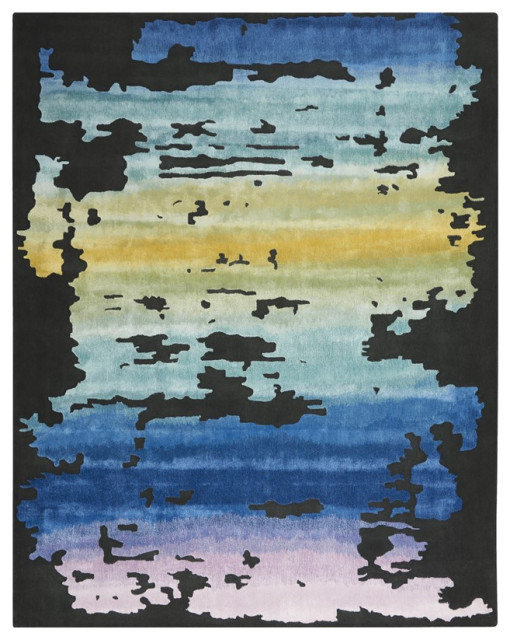 Nourison Prismatic PRS23 Contemporary Black/Multi Rectangle Area Rug, 5 ...