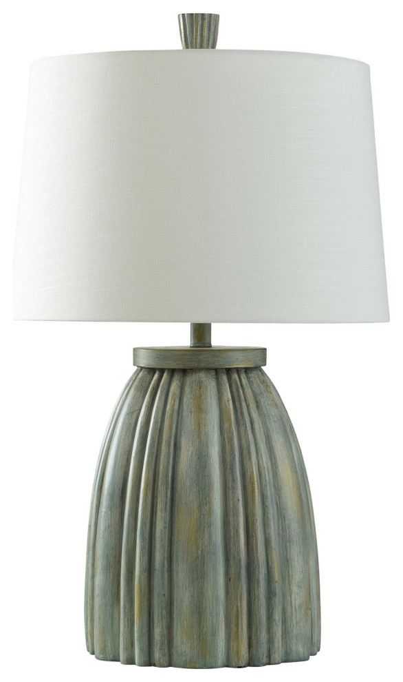 Hot Springs Table Lamp Washed Green Stone Ribbed Base - Farmhouse ...