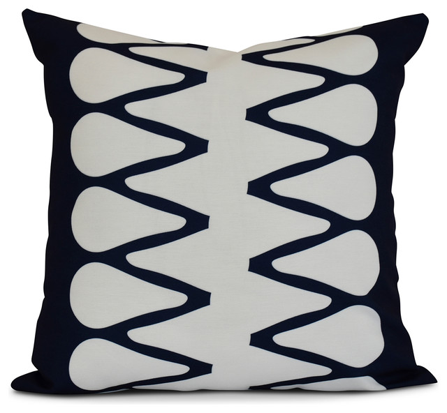16x16", Geometric, Zipped Outdoor Pillow, Blue, 18"x18" - Contemporary ...