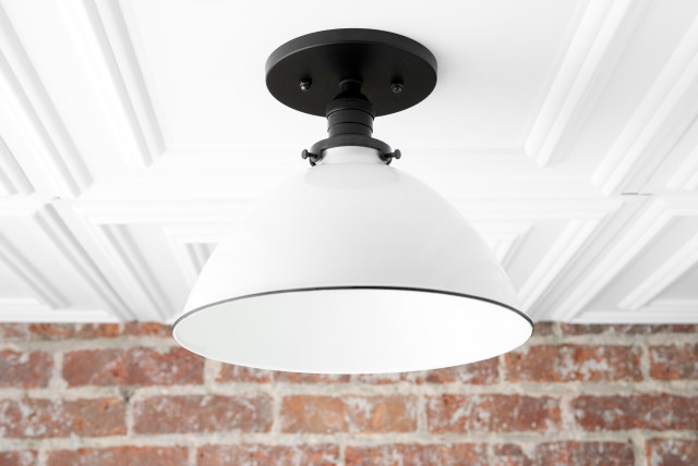 10in White Shade, Modern Farmhouse Ceiling Light - Farmhouse - Flush ...
