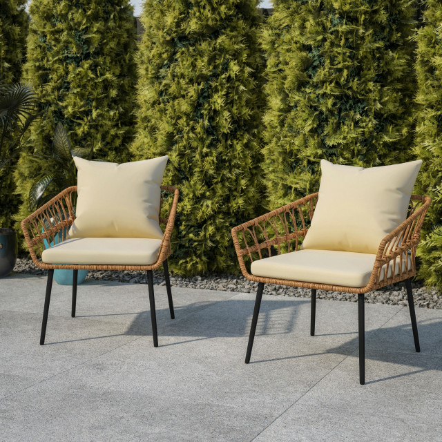 2PK NAT/Cream PE Rattan Chairs - Tropical - Outdoor Lounge Chairs - by ...