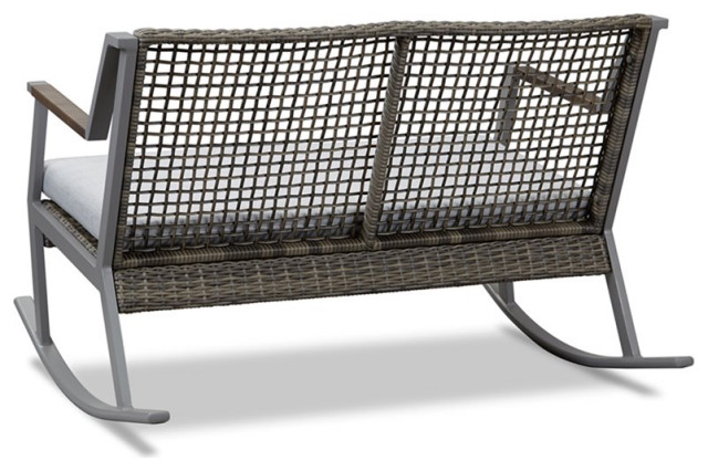 Real Flame Calvin Aluminum Patio Rocker Bench in Gray - Tropical ...