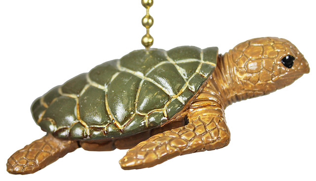 Tropical Reef Ocean Sea Turtle Tiki Ceiling Fan or Light Pull - Beach ...