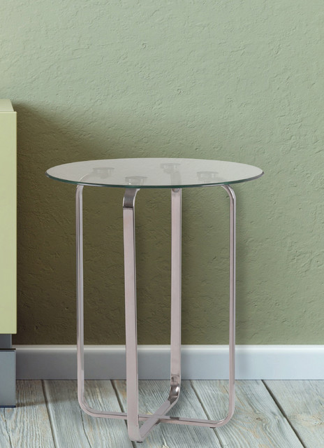 Kenroy Home Arpeggio Accent Table, Stainless Steel, Clear Tempered ...
