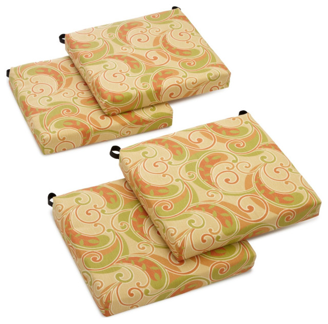 20"X19" Patterned Outdoor Chair Cushions, Set of 4, Barclay Terrace ...