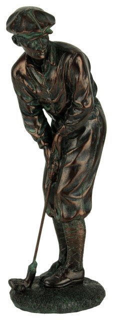 Antique Bronze Finish Classic Golfer Statue, One Size - Contemporary ...