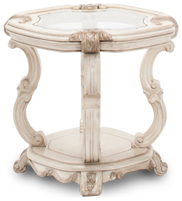 Michael Amini Platine de Royale Wood End Table - Champagne - Victorian ...