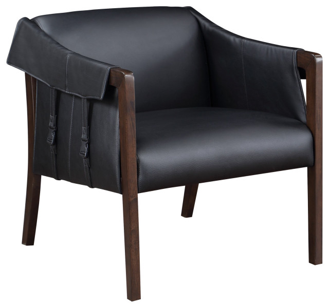 Mid Century Modern Accent Chair, Unique Design With Faux Leather Seat ...