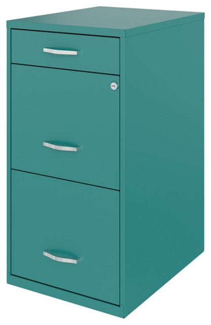 Pemberly Row 3 Drawers Vertical Turquoise Metal Filing Cabinet Pre ...