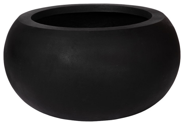 Rounded Planter, Large, Black, 35x35x19"h - Contemporary - Outdoor Pots ...