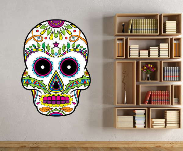 Sugar Skull Vinyl Wall Decal SugarSkullUScolor013, 48 in ...