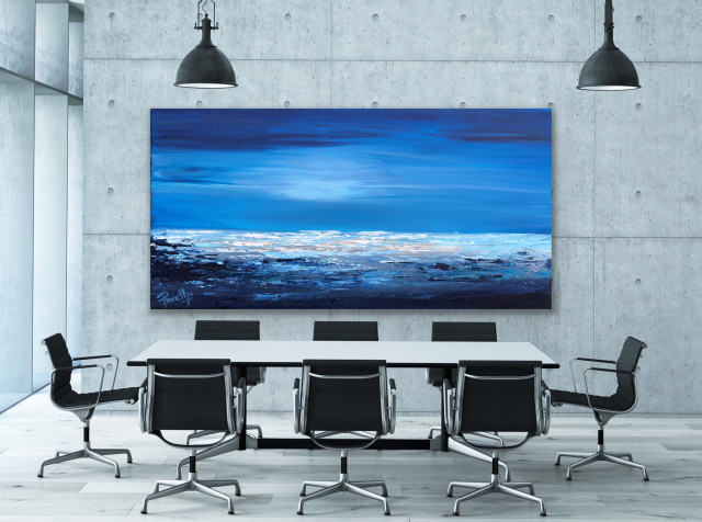 Blue shore 72x36 inches Large Modern Contemporary Coastal Art Beach ...