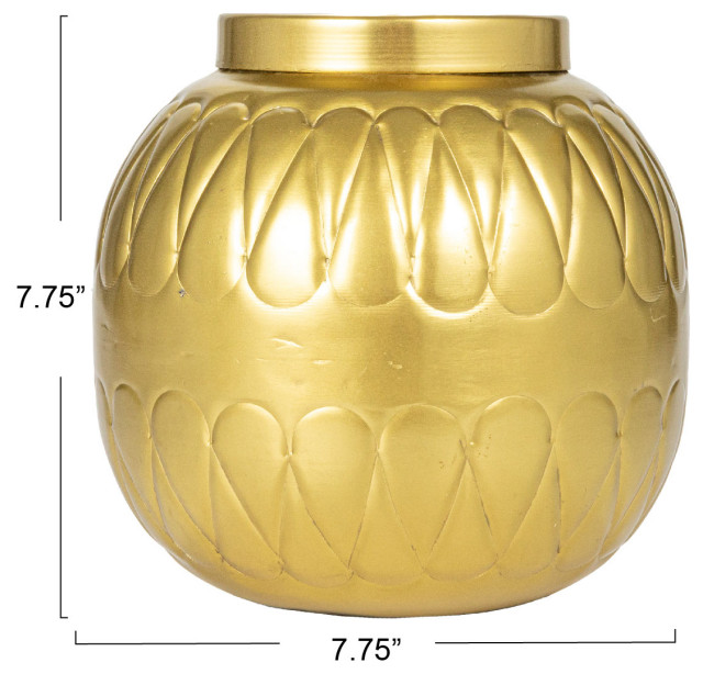 Decorative Embossed Metal Container, Gold - Contemporary - Decorative ...