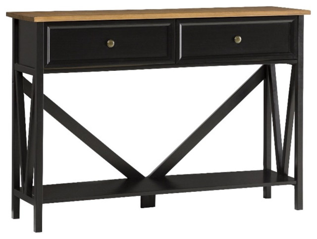 Walker Edison 48" Distressed 2-Drawer Solid Wood Entry Table - Rustic ...