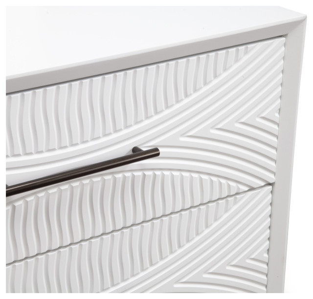 White Groovy 1 Drawer Wood Nightstand - Midcentury - Nightstands And ...