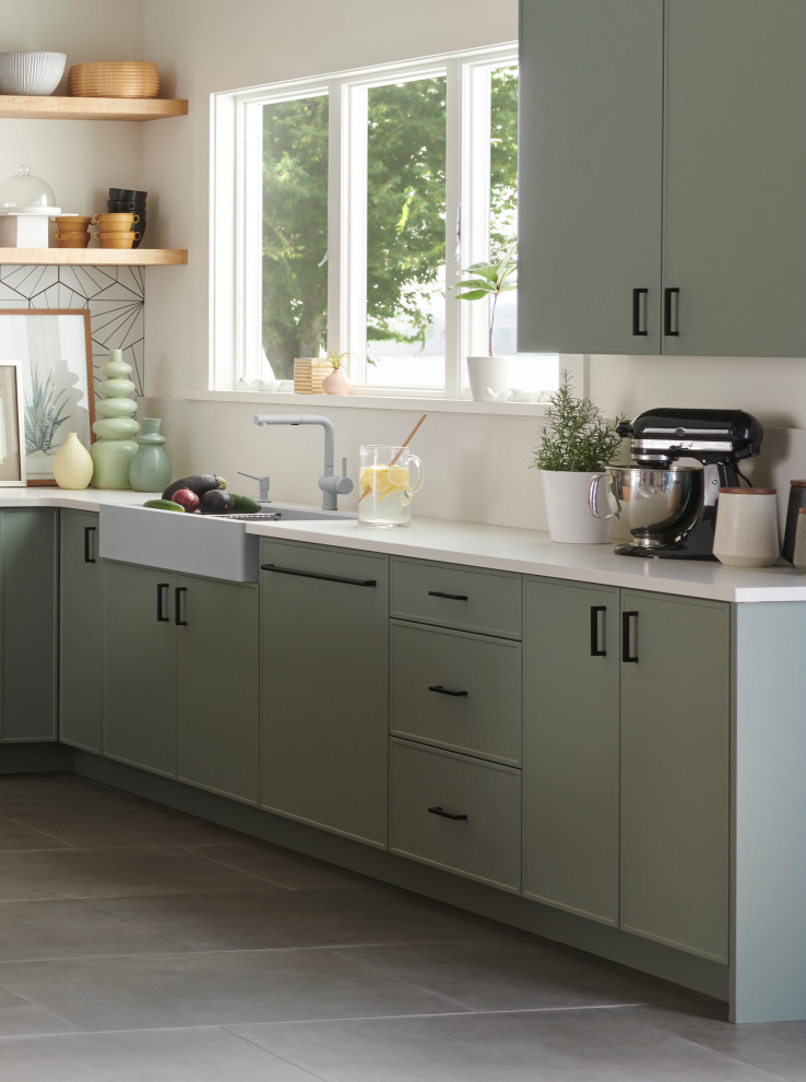 Sage Shaker Slim Kitchen - Transitional - Kitchen - by Northern ...