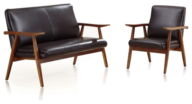 ArchDuke 2-Piece Loveseat and Armchair, Black and Amber - Midcentury ...