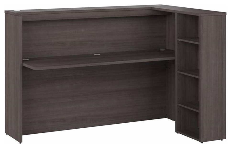 Pemberly Row 72W Privacy Desk with Shelves in Storm Gray - Engineered ...