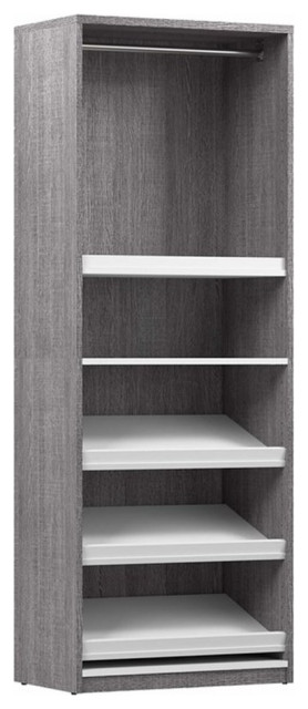 Pemberly Row 30" Contemporary Wood Closet Organizer in Bark Gray/White ...