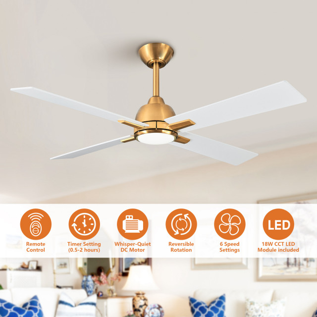 48 in. Modern 3000K/6500K LED Ceiling Fan with Reversible DC Motor ...
