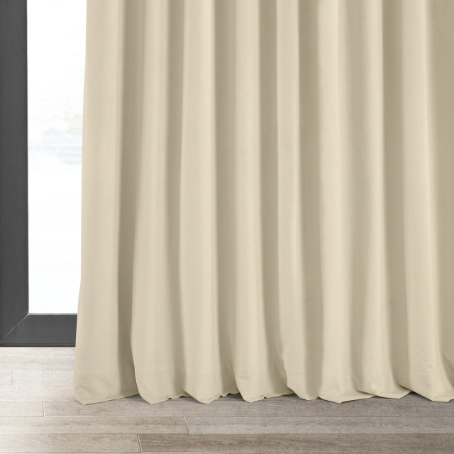 Signature Ecru Doublewide Blackout Velvet Curtain Single Panel, 100"x96 ...