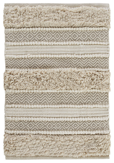 INK+IVY Asher Hand-Woven Shaggy Boho Bath Rug, Natural/Taupe ...