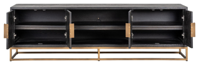 Brass Framed Oak TV Unit | OROA Blackbone - Contemporary ...