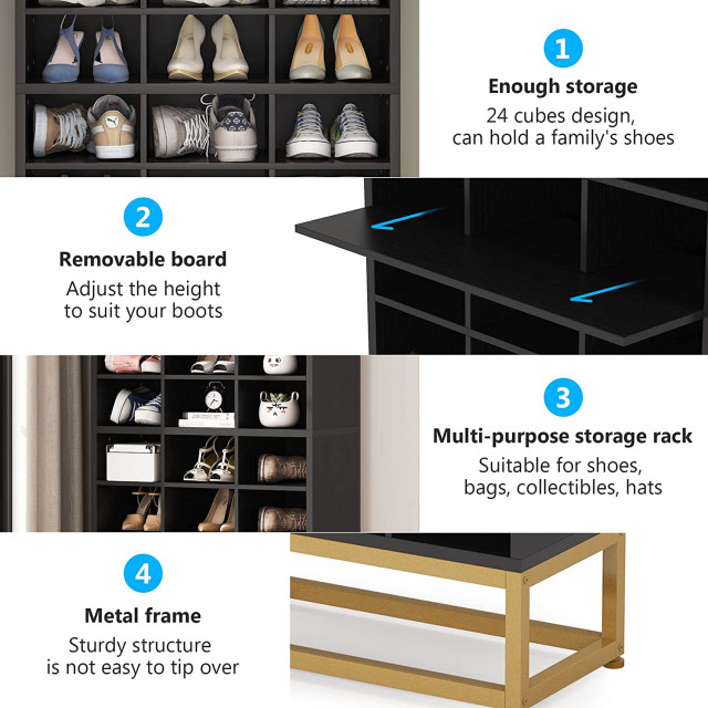 Tribesigns Shoe Storage Cabinet With 24 Cubbies - Contemporary - Shoe ...