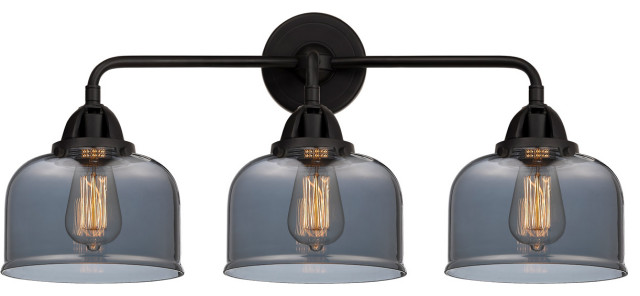 Nouveau 2 Large Bell 3 Light Bathroom Vanity Light, Matte Black ...