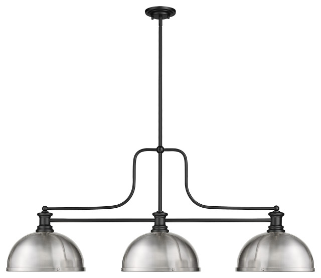 Melange 3 Light Billiard Lighting, Matte Black - Traditional - Pool ...