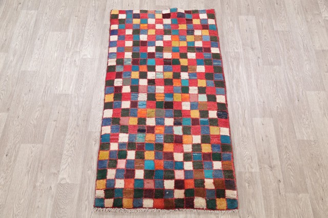 Oriental Plaid Hand Made 6' Affordable Persian Rug Runner, Multi, 5'6 ...