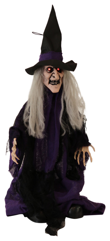 Hazel 2.25' Animatronic Witch, Indoor/Outdoor Halloween Decor, Battery ...