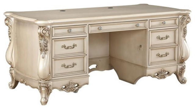 Gorsedd Executive Desk, Antique White - Victorian - Desks And Hutches ...