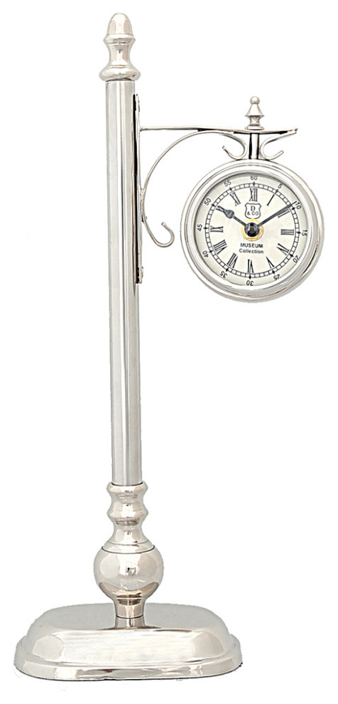 Brass/ Alum. Lamp Post Clock One Sided - Traditional - Desk And Mantel ...