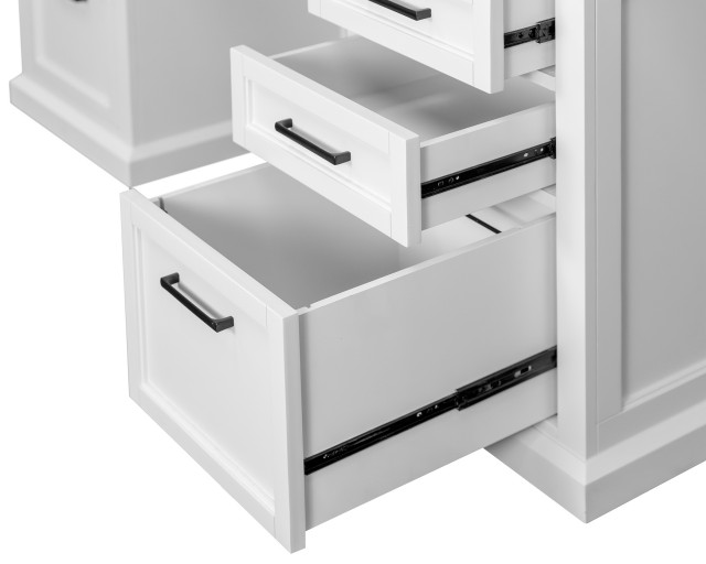 Modern Wood Desk Office Writing Table Credenza Fully Assembled White ...