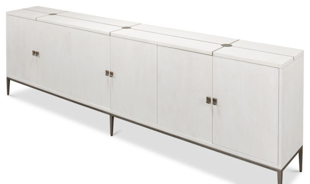 Extra Long Sideboard Buffet Barton Cabinet Working White - Transitional ...
