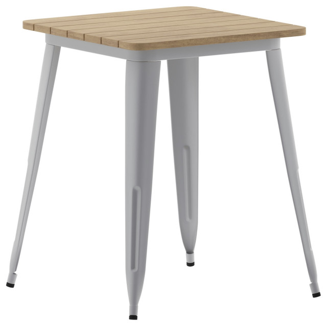 23.75" SQ BR/SIL Dining Table - Industrial - Outdoor Dining Tables - by ...