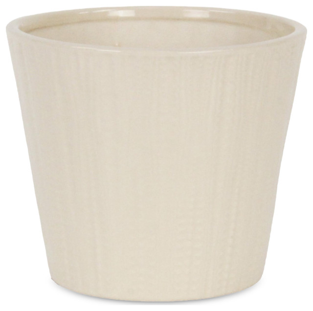 Large Off White Ceramic Pot - Transitional - Outdoor Pots And Planters ...